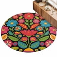 7ft Round Rug Boho Flower Area Rugs for Living Room Bedroom Washable ...