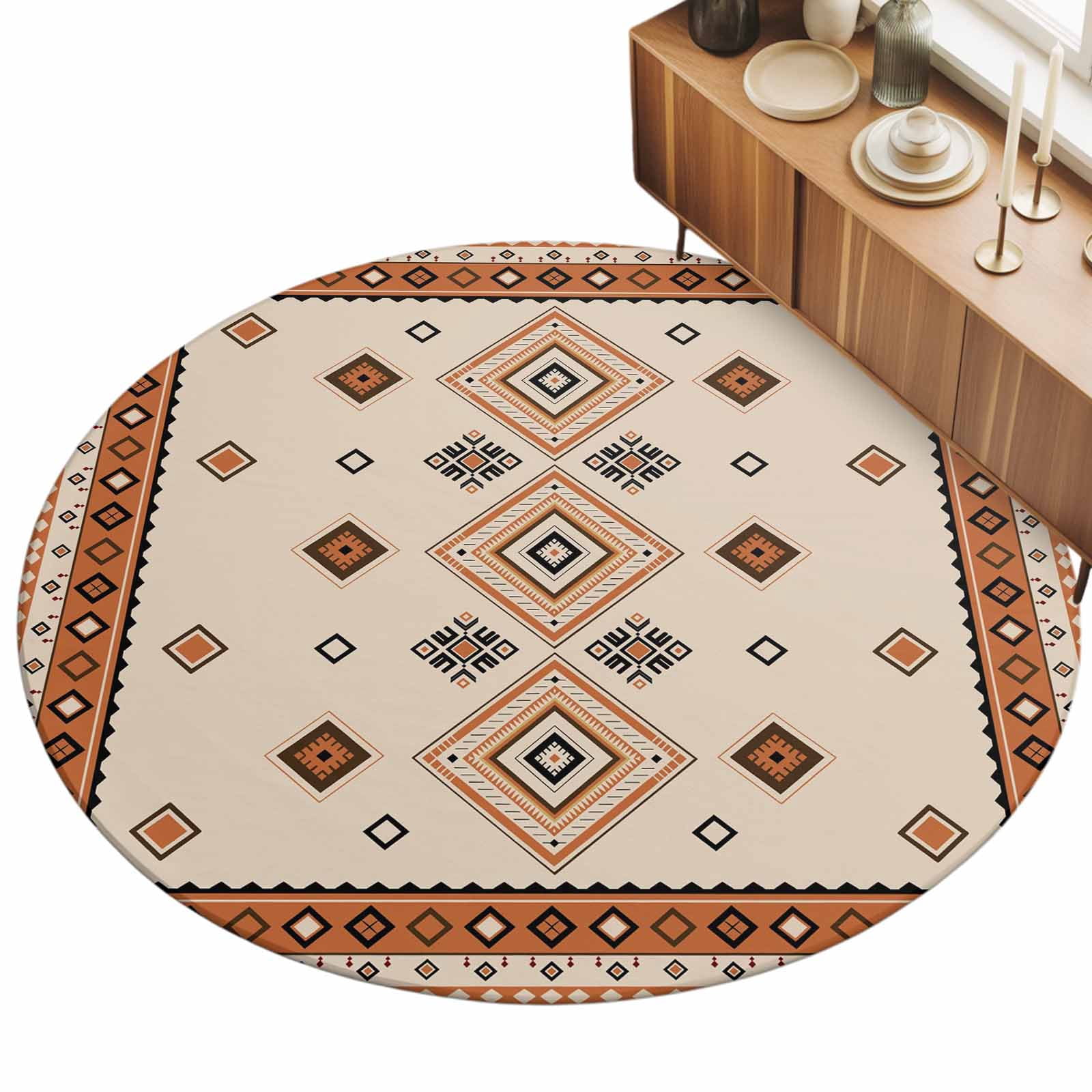 7ft Round Rug Boho Geometric Area Rugs for Living Room Bedroom Washable ...