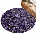 7ft Round Rug Boho Purple Floral Area Rugs for Living Room Bedroom ...