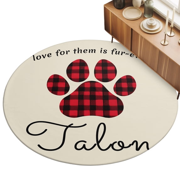 7ft Round Rug Buffalo Plaid Paw Area Rugs for Living Room Bedroom ...