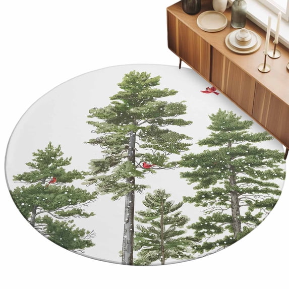 7ft Round Rug Christmas Area Rugs for Living Room Bedroom Washable Non ...