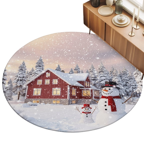 7ft Round Rug Christmas Area Rugs for Living Room Bedroom Washable Non ...