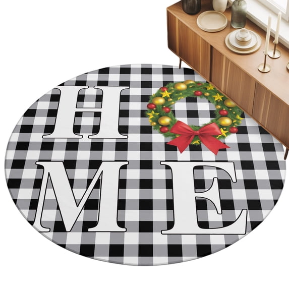 7ft Round Rug Christmas Area Rugs for Living Room Bedroom Washable Non ...