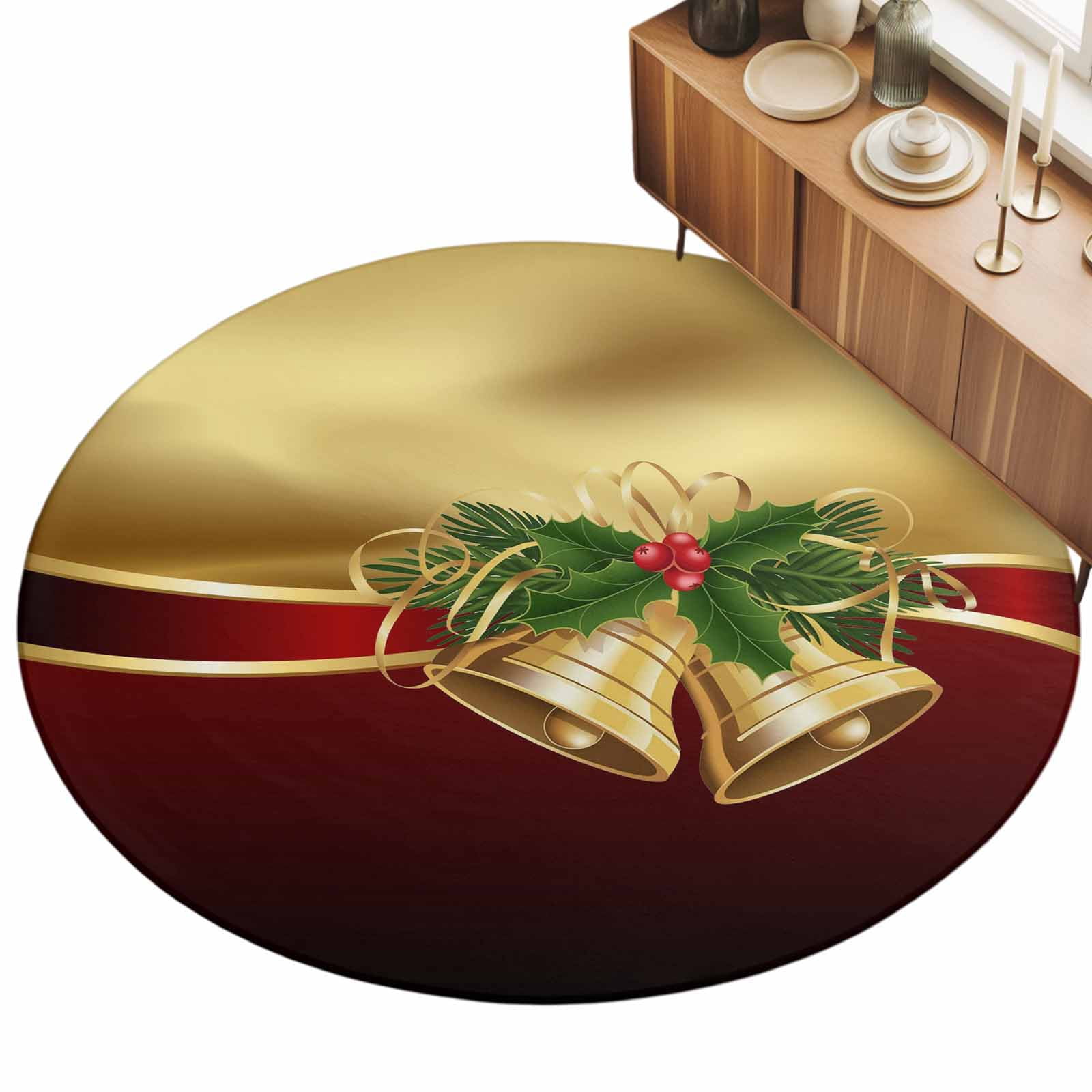 7ft Round Rug Christmas Area Rugs for Living Room Bedroom Washable Non ...