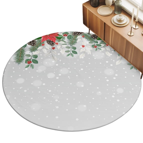 7ft Round Rug Christmas Eucalyptus Area Rugs for Living Room Bedroom ...