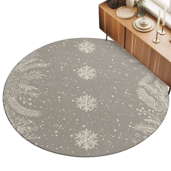 7ft Round Rug Christmas Snowflakes Area Rugs for Living Room Bedroom ...