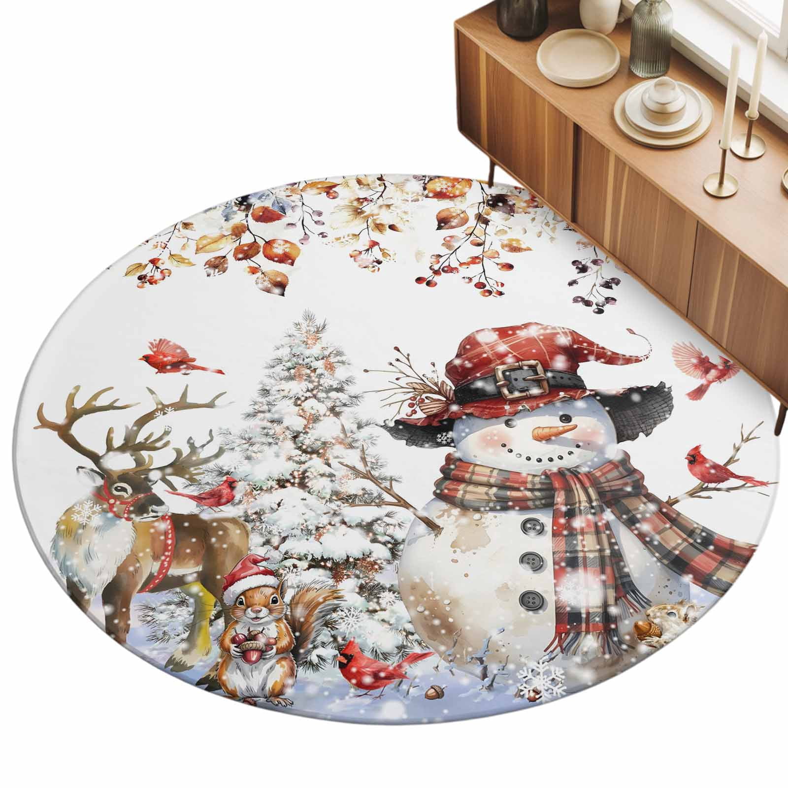 7ft Round Rug Christmas Snowman Area Rugs for Living Room Bedroom ...