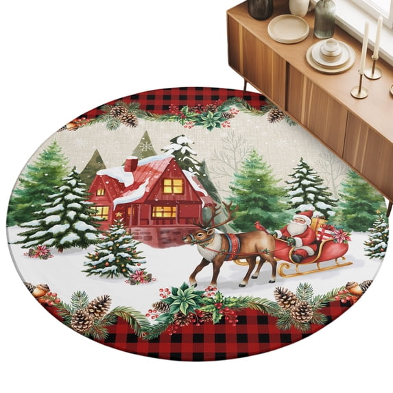 7ft Round Rug Christmas Tree Area Rugs for Living Room Bedroom Washable ...