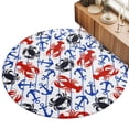 7ft Round Rug Coastal Crabs Area Rugs for Living Room Bedroom Washable ...