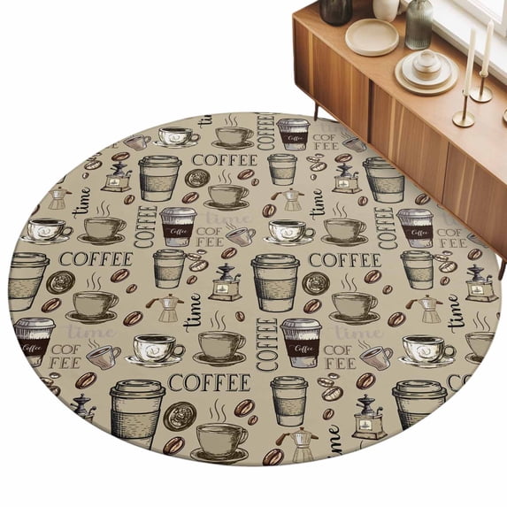7ft Round Rug Coffee Area Rugs for Living Room Bedroom Washable Non ...