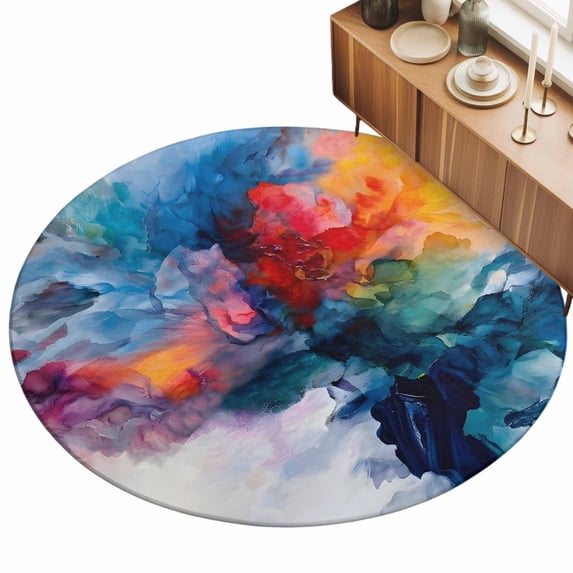 7ft Round Rug Colorful Geometric Area Rugs for Living Room Bedroom ...