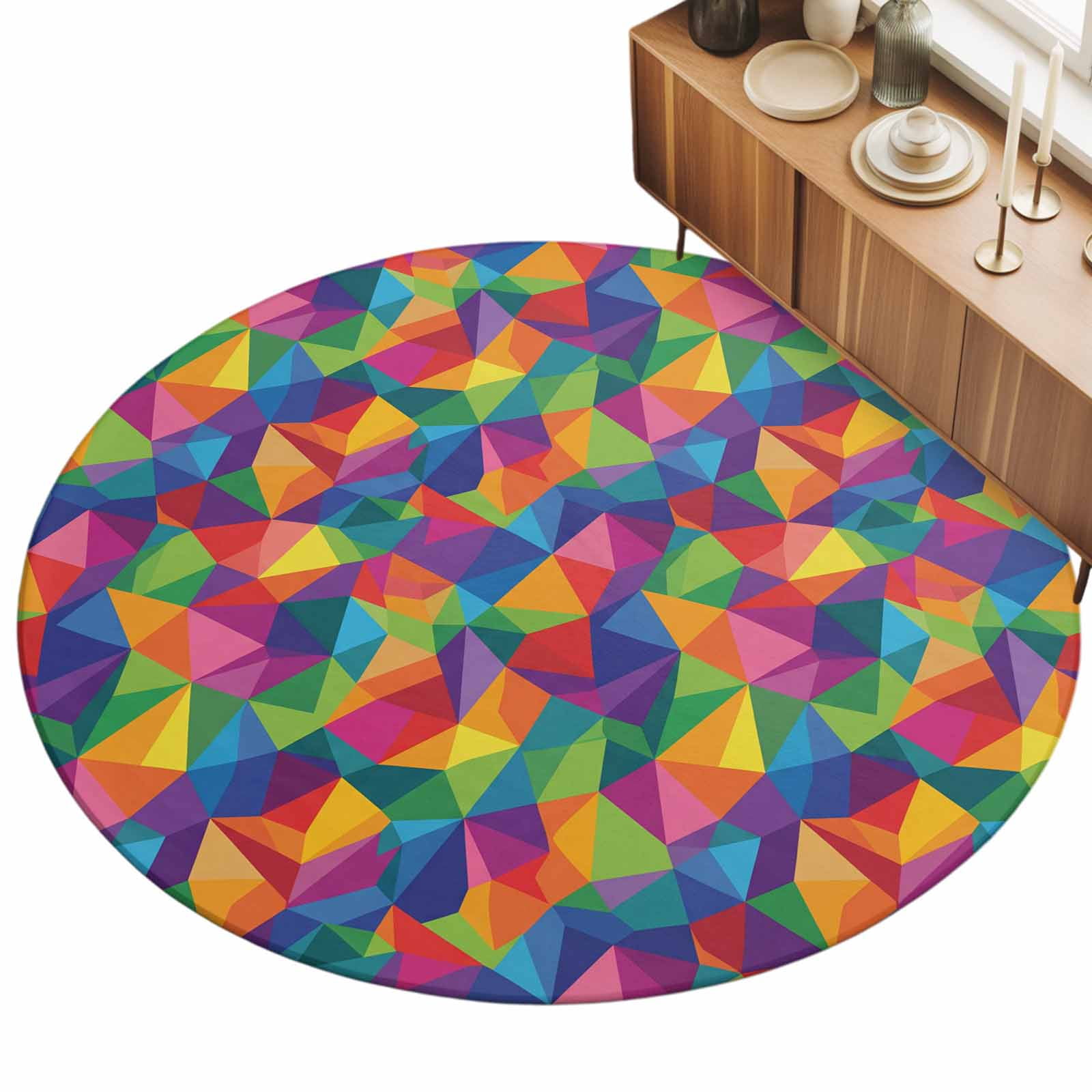 7ft Round Rug Colorful Geometric Area Rugs for Living Room Bedroom ...