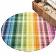 7ft Round Rug Colorful Gradient Plaid Area Rugs for Living Room Bedroom ...