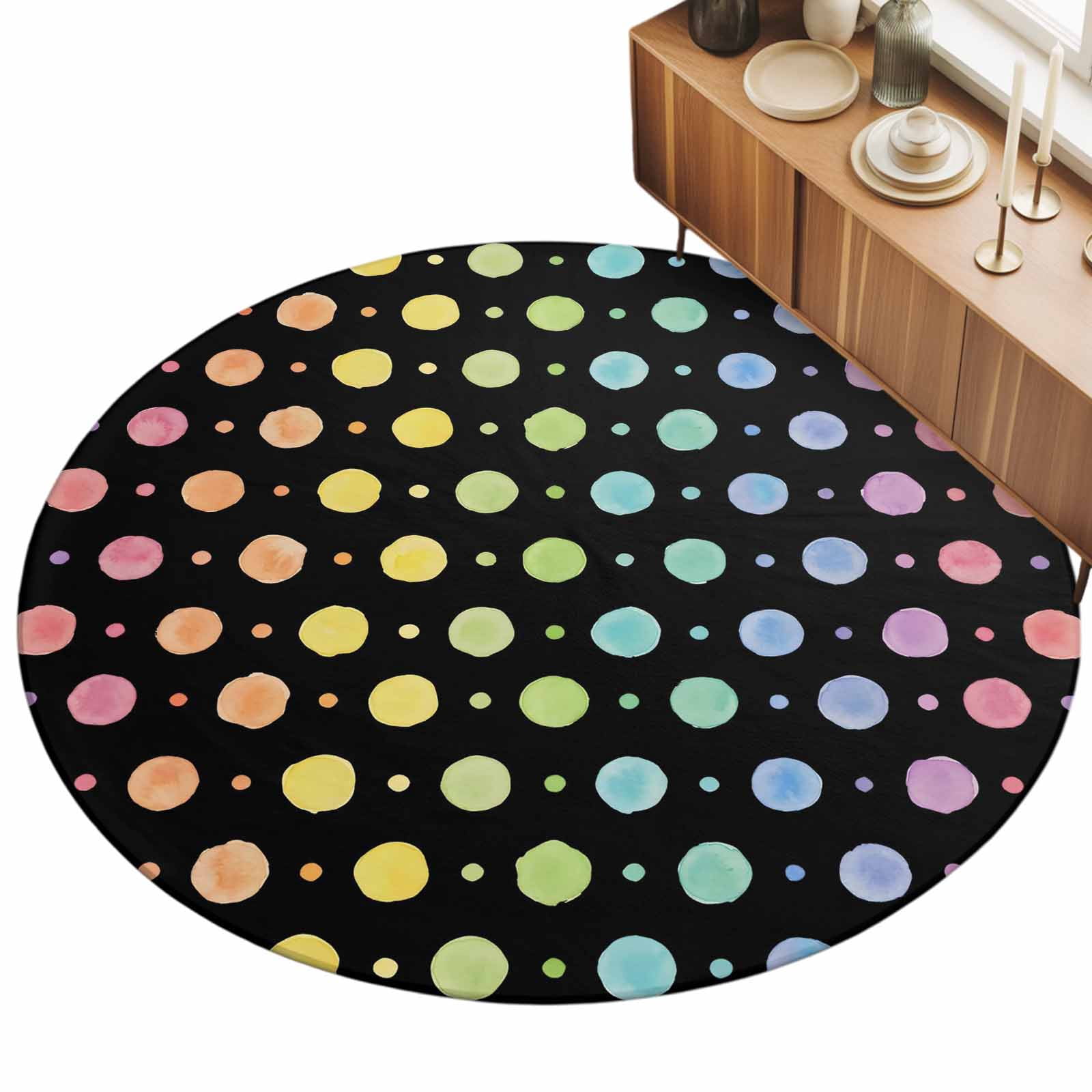 7ft Round Rug Colorful Polka Dot Area Rugs for Living Room Bedroom ...