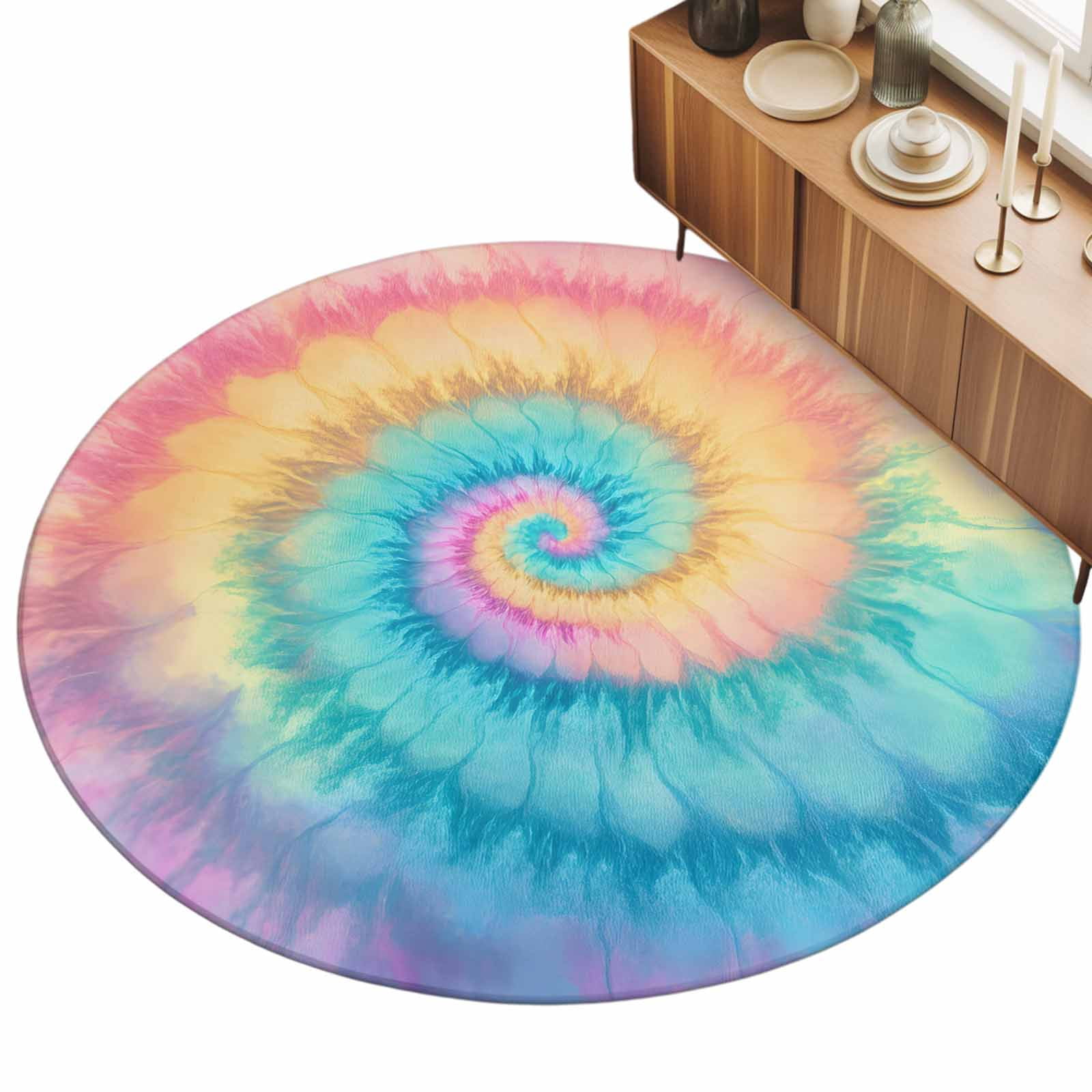 7ft Round Rug Colorful Tie Dye Area Rugs for Living Room Bedroom ...