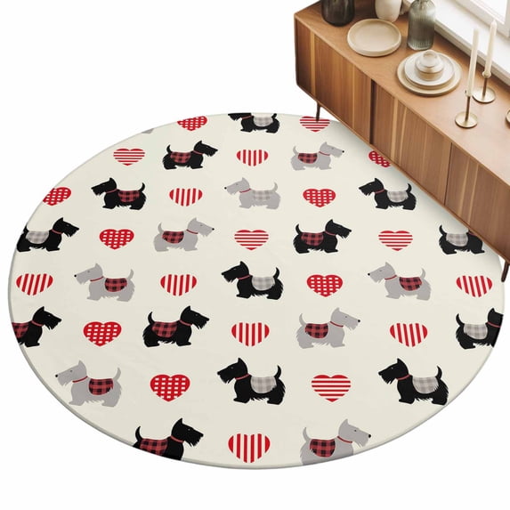 7ft Round Rug Cute Scotch Dogs Area Rugs for Living Room Bedroom ...
