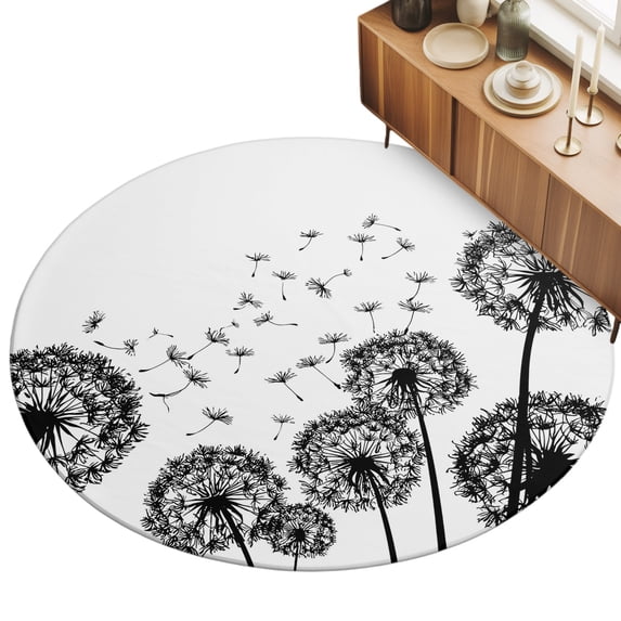 7ft Round Rug Dandelion Area Rugs for Living Room Bedroom Washable Non ...