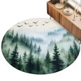 7ft Round Rug Dark Green Ombre Forest Area Rugs for Living Room Bedroom ...