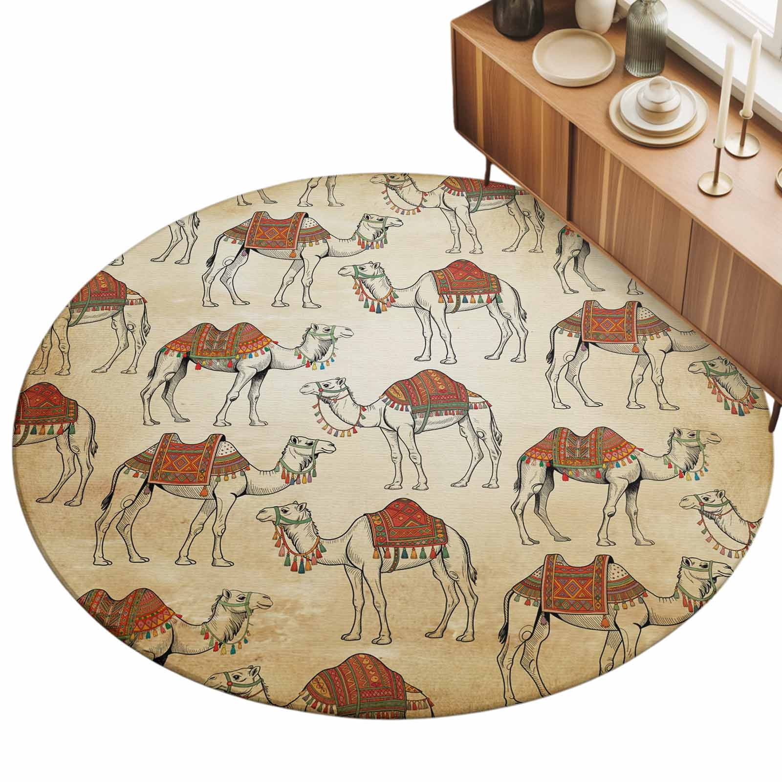7ft Round Rug Desert Sand Camel Area Rugs for Living Room Bedroom ...