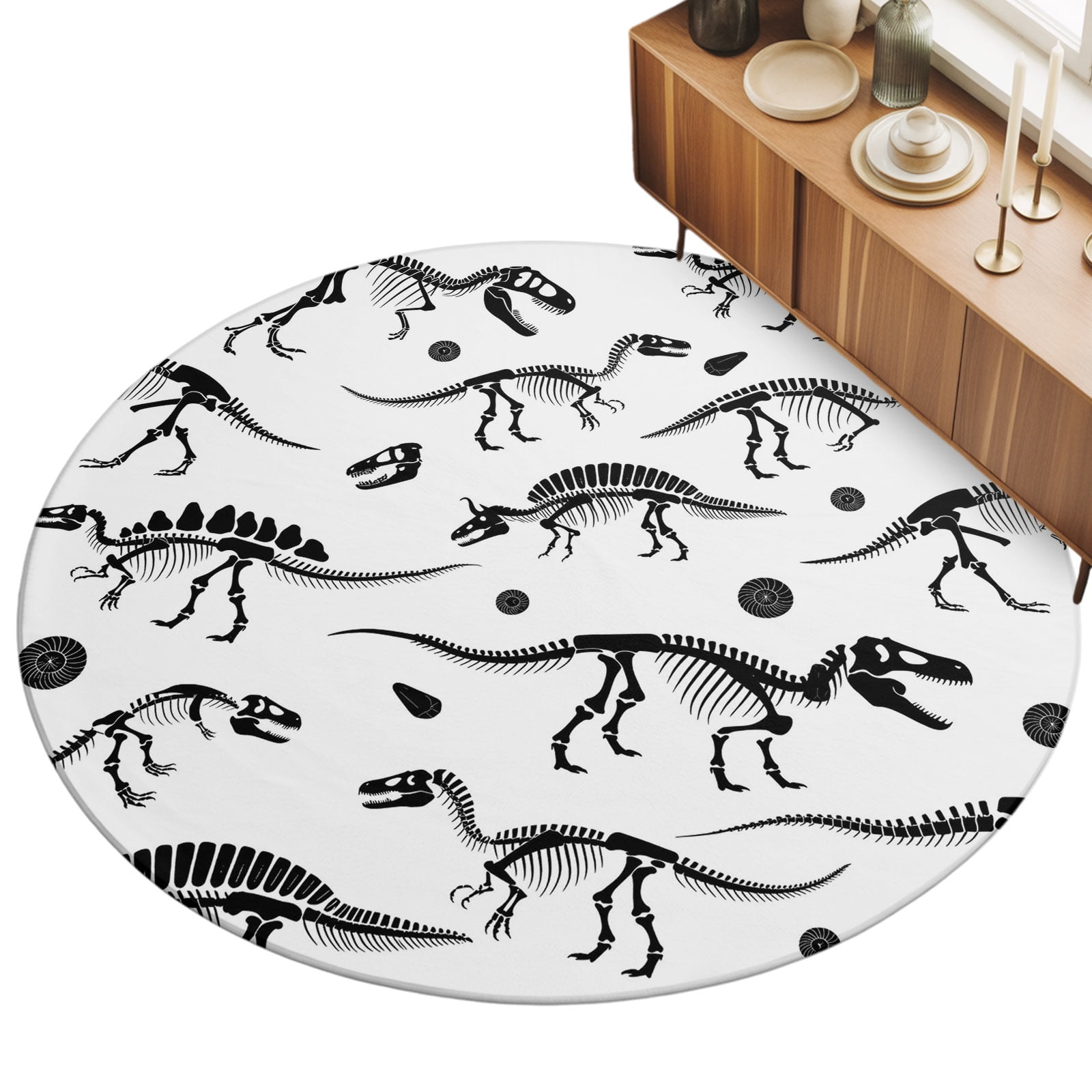 7ft Round Rug Dinosaur Fossils Area Rugs for Living Room Bedroom ...
