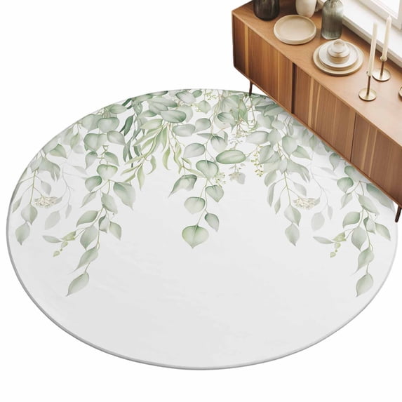 7ft Round Rug Eucalyptus Leaves Area Rugs for Living Room Bedroom ...