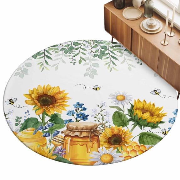 7ft Round Rug Eucalyptus Leaves Area Rugs for Living Room Bedroom ...