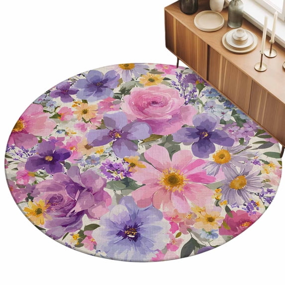 7ft Round Rug Farmhouse Flowers Area Rugs for Living Room Bedroom ...