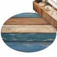 7ft Round Rug Farmhouse Navy Blue Brown Area Rugs for Living Room ...