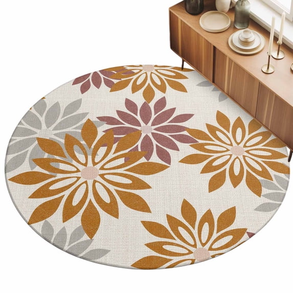 7ft Round Rug Geometric Flower Area Rugs for Living Room Bedroom ...