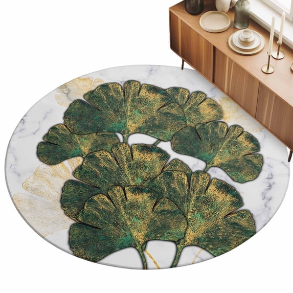 7ft Round Rug Ginkgo Leaves Area Rugs for Living Room Bedroom Washable ...