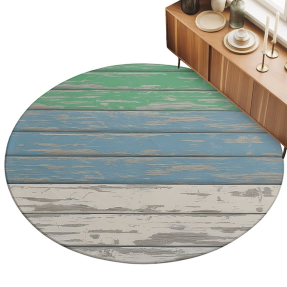 7ft Round Rug Green Blue Wood Area Rugs for Living Room Bedroom ...