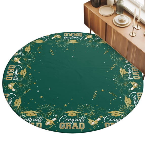 7ft Round Rug Green Graduation Area Rugs for Living Room Bedroom ...