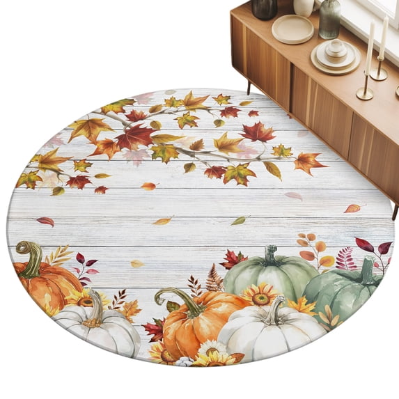 7ft Round Rug Green Orange Fall Area Rugs for Living Room Bedroom ...