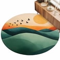 7ft Round Rug Green Orange Mountain Area Rugs for Living Room Bedroom ...
