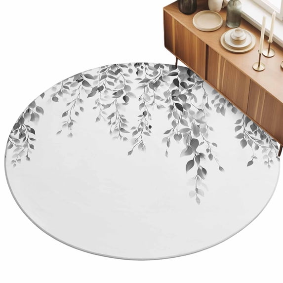 7ft Round Rug Grey Eucalyptus Area Rugs for Living Room Bedroom ...