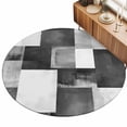 7ft Round Rug Grey Geometric Area Rugs for Living Room Bedroom Washable ...