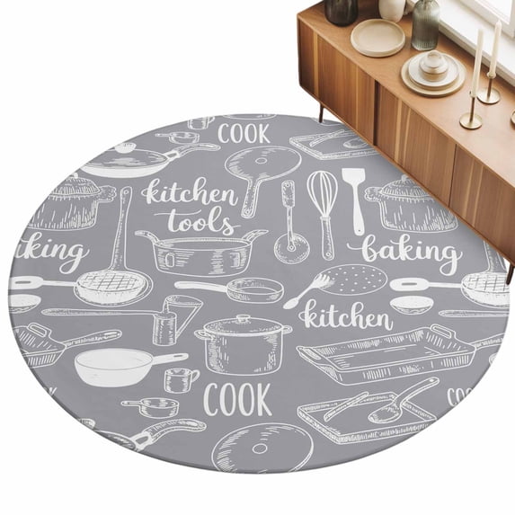 7ft Round Rug Grey Kitchenware Area Rugs for Living Room Bedroom ...