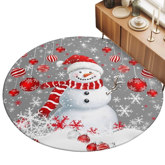 7ft Round Rug Grey Snowman Christmas Area Rugs for Living Room Bedroom ...