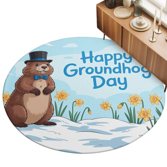 7ft Round Rug Happy Groundhog Day Area Rugs for Living Room Bedroom ...