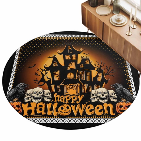 7ft Round Rug Happy Halloween Area Rugs for Living Room Bedroom ...