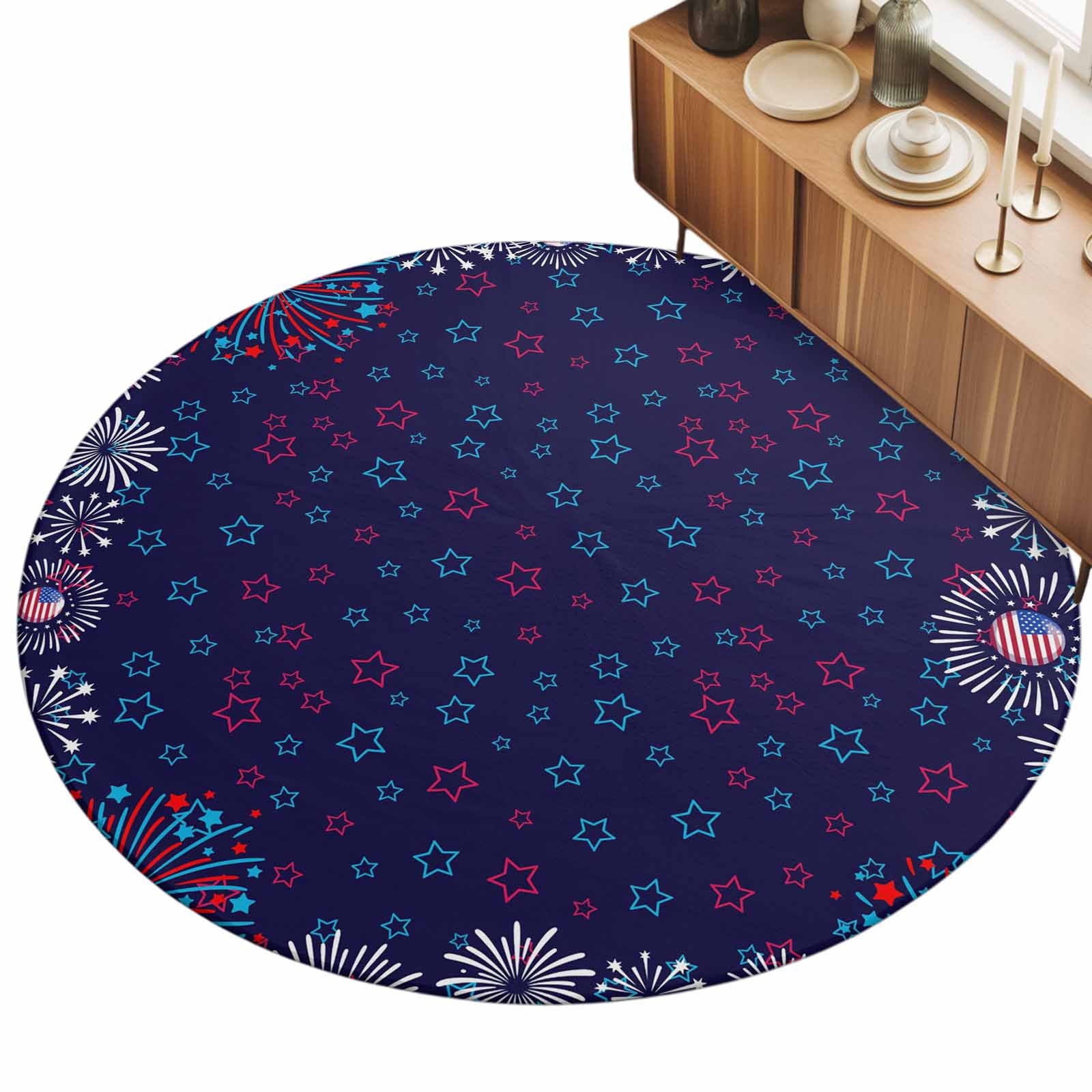 7ft Round Rug Independence Day Area Rugs for Living Room Bedroom ...