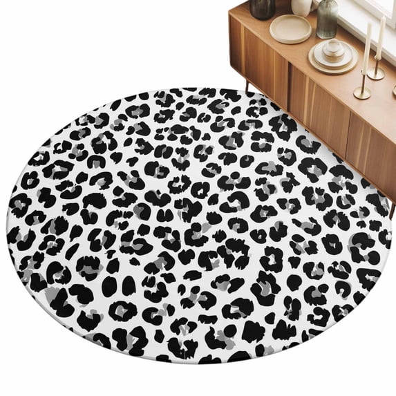 7ft Round Rug Leopard Print Area Rugs for Living Room Bedroom Washable ...