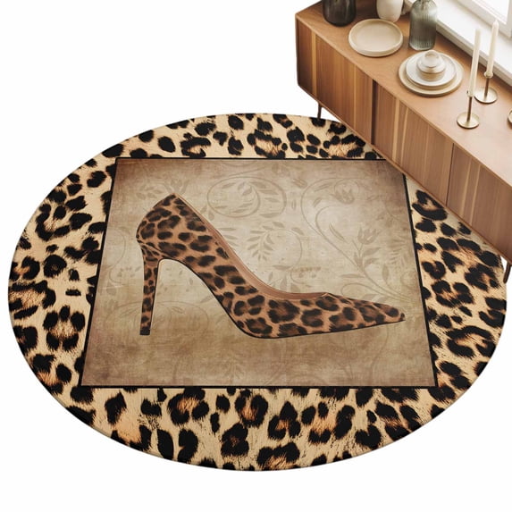 7ft Round Rug Leopard Print Area Rugs for Living Room Bedroom Washable ...