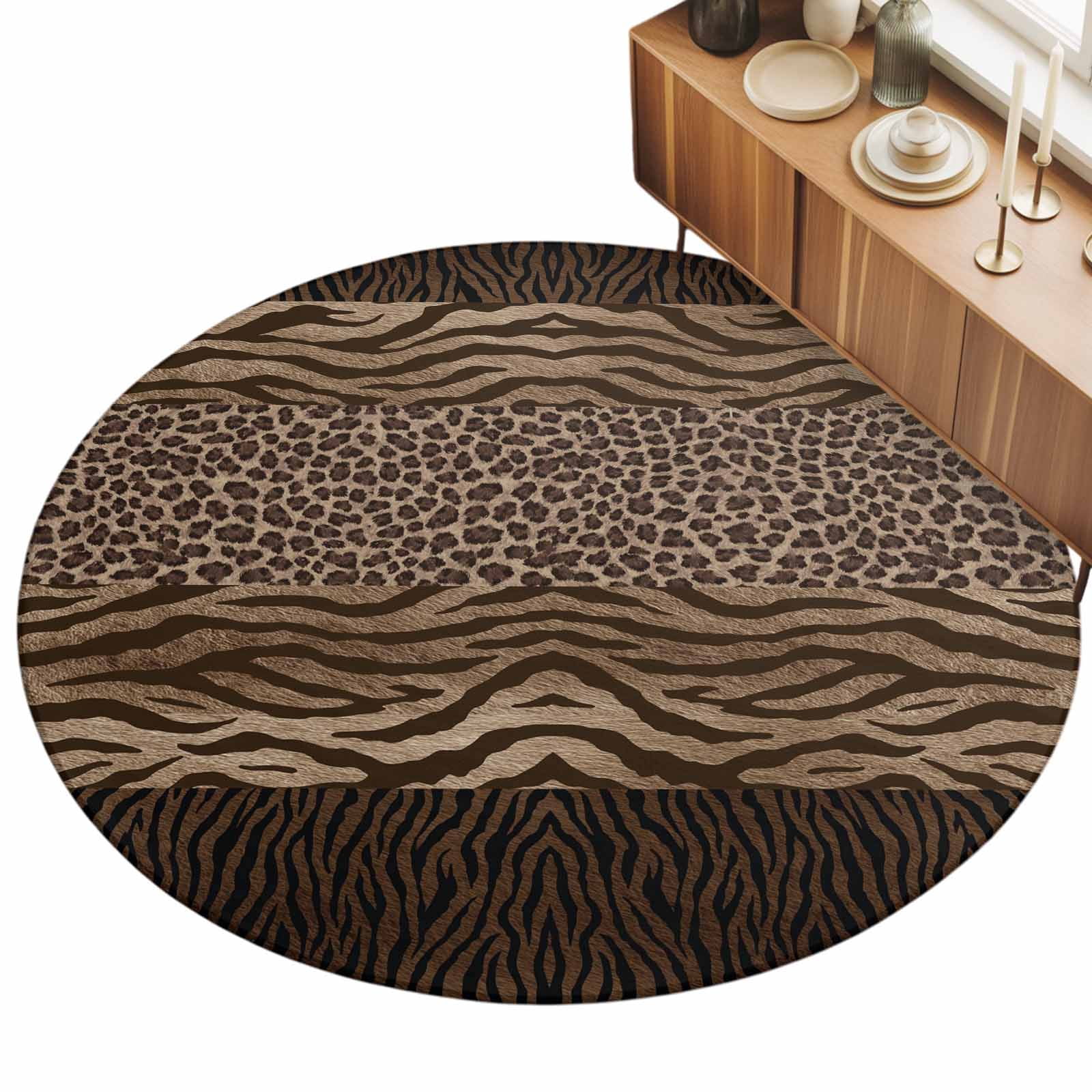 7ft Round Rug Leopard Zebra Print Area Rugs for Living Room Bedroom ...