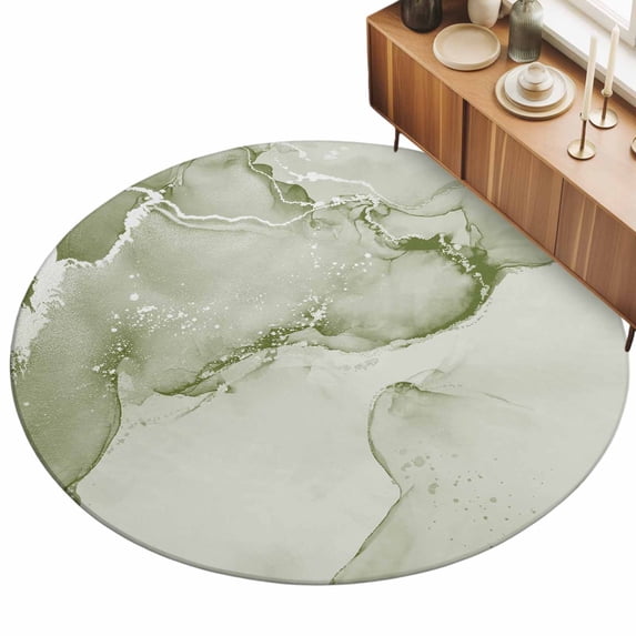 7ft Round Rug Marble Sage Green Area Rugs for Living Room Bedroom ...