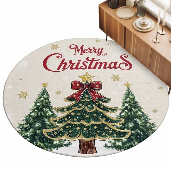 7ft Round Rug Merry Christmas Area Rugs for Living Room Bedroom ...