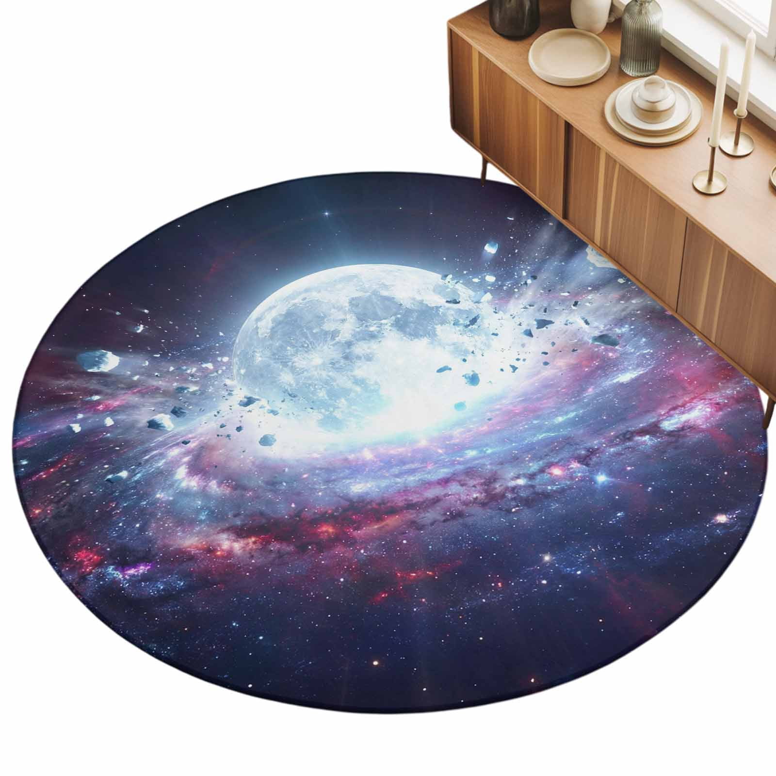 7ft Round Rug Moon Explosion Area Rugs for Living Room Bedroom Washable ...