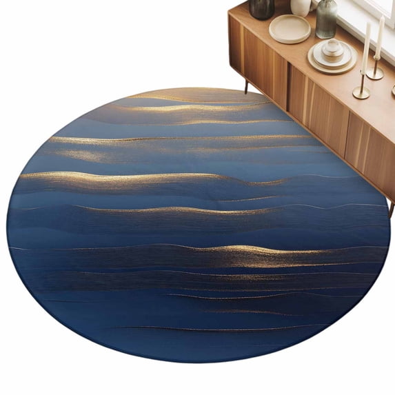 7ft Round Rug Navy Blue Area Rugs for Living Room Bedroom Washable Non ...