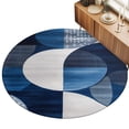 7ft Round Rug Navy Blue Boho Area Rugs for Living Room Bedroom Washable ...