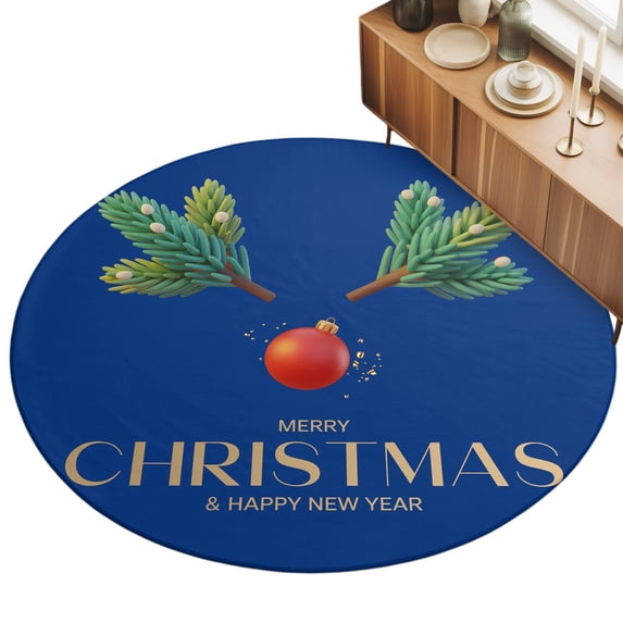7ft Round Rug Navy Blue Christmas Area Rugs for Living Room Bedroom ...